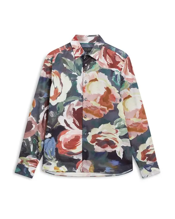Ted Baker London Brynhil Regular Fit Large Painted Floral Shirt - Multicolor