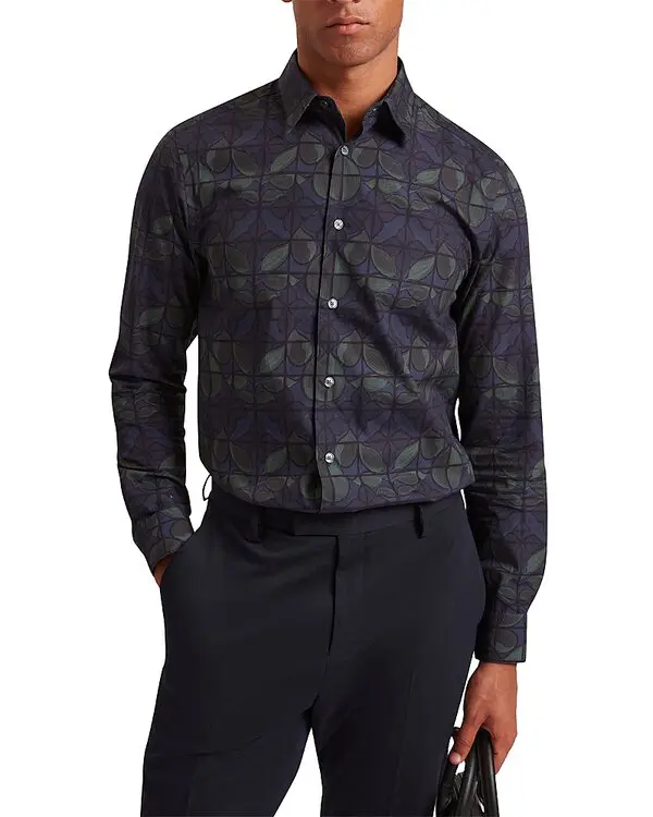 Ted Baker London Frankkn Regular Fit Floral Check Cotton Shirt