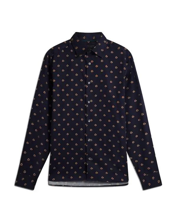 Ted Baker London Olufar Slim Fit Button-Front Shirt - Navy - 72% Off |  Editorialist