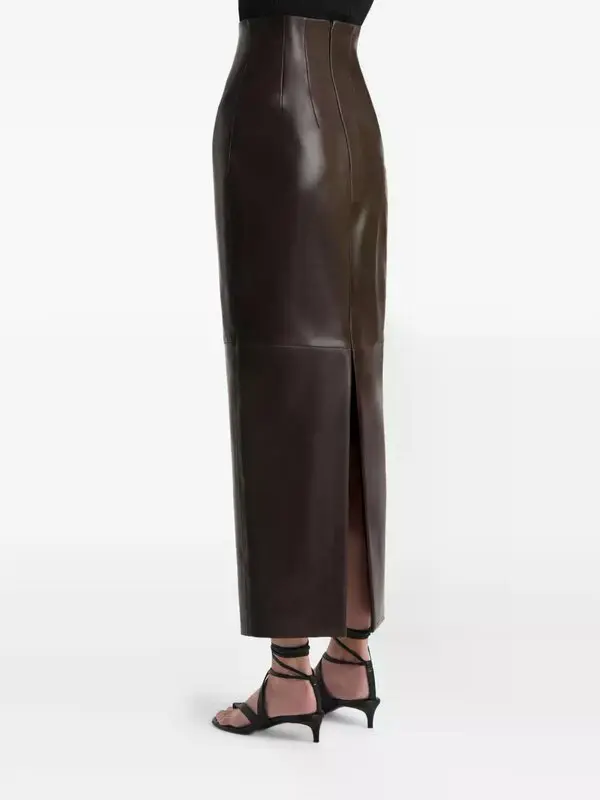 Khaite Loxley Lambskin Maxi Skirt - Brown