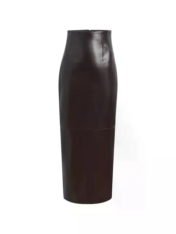 Khaite Loxley Lambskin Maxi Skirt - Brown