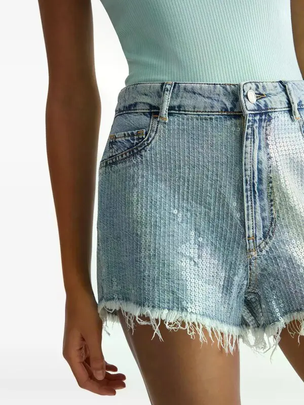 Liu Jo Sequin Embellished Denim Shorts