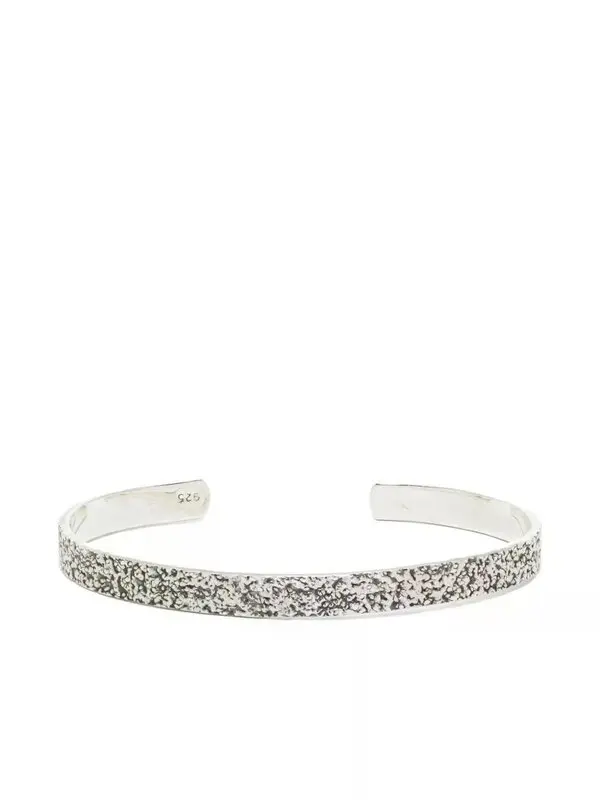 OBSIDIAN Textured Cuff Bracelet - Silver