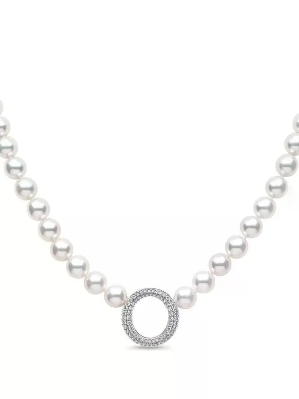 Yoko London Pearl And Diamond Circle Necklace - Silver