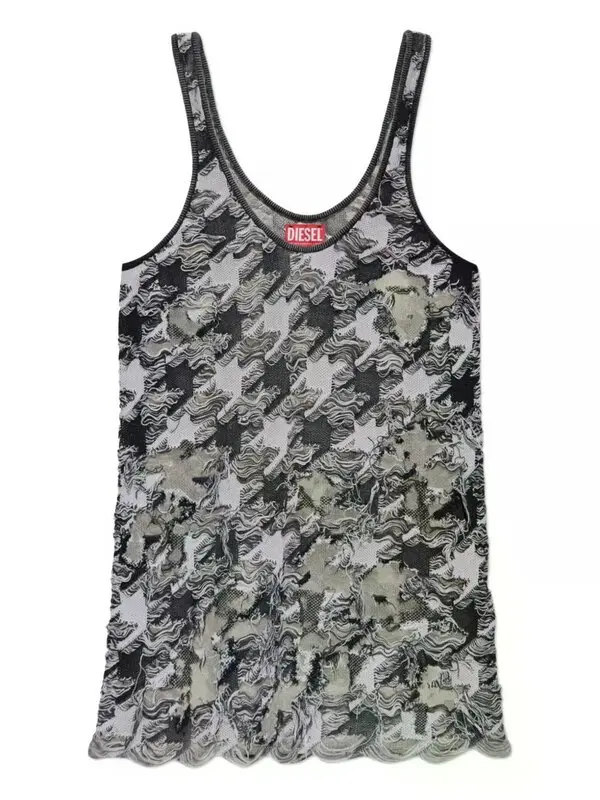 DIESEL Houndstooth Tank Top - Brown