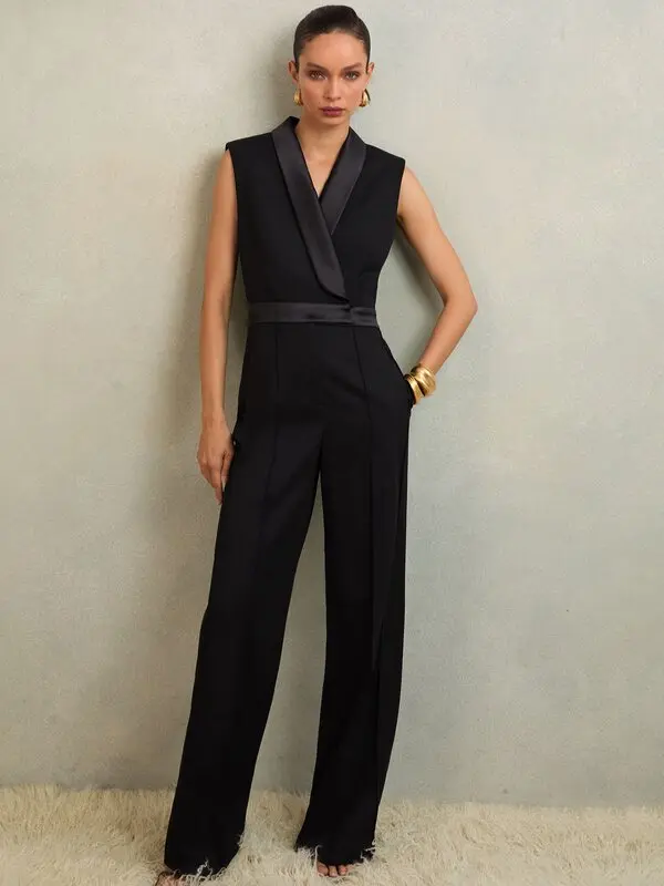 REISS Gaia Atelier Wide-leg Tuxedo Jumpsuit