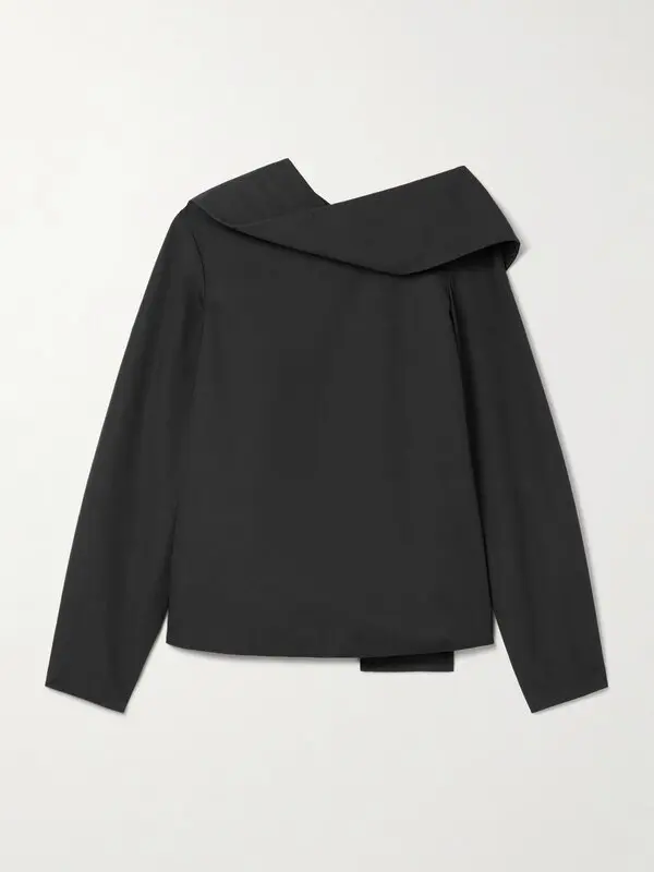 Brandon Maxwell The Quinn Draped Cotton-poplin Blouse