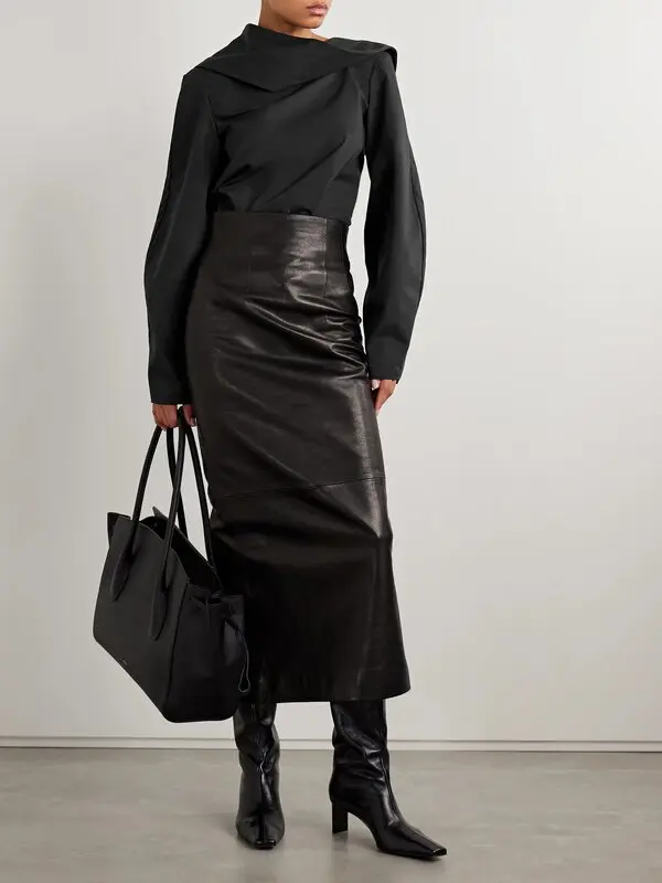 Brandon Maxwell The Quinn Draped Cotton-poplin Blouse