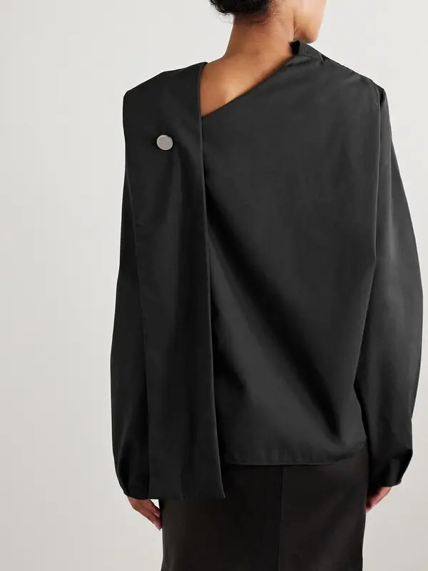 Brandon Maxwell The Quinn Draped Cotton-poplin Blouse