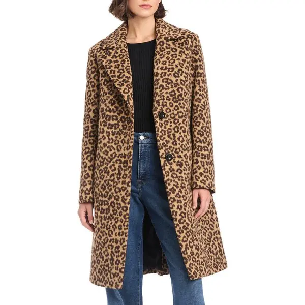 Vince Camuto Printed Single Breasted Coat