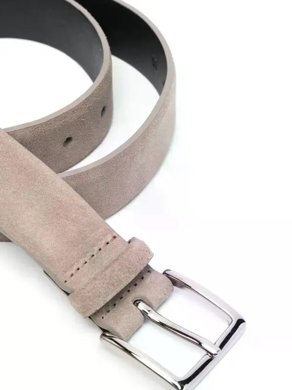 Orciani Suede Belt With Silver-tone Buckle - Grey
