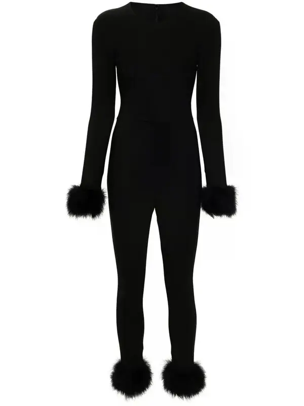 Blumarine Feather-trim Jumpsuit - Black