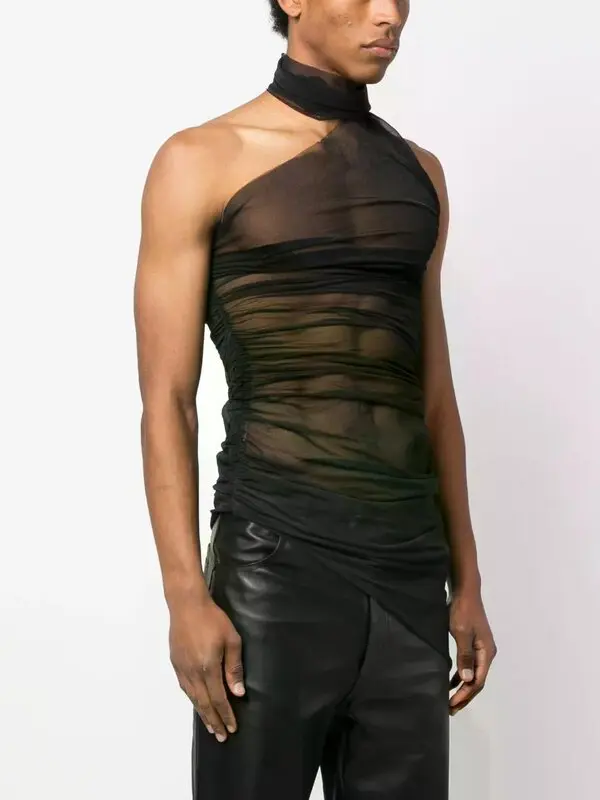 LUDOVIC DE SAINT SERNIN Asymmetric Halterneck Sheer Top