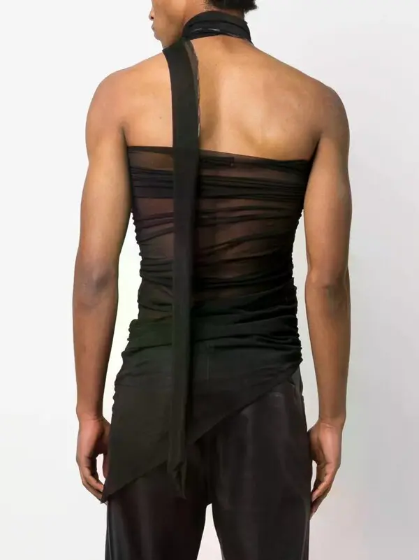 LUDOVIC DE SAINT SERNIN Asymmetric Halterneck Sheer Top