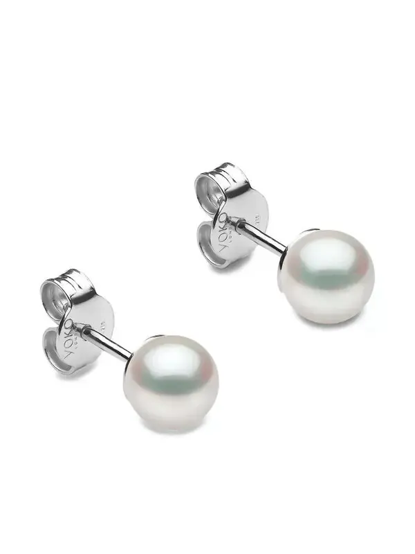 Yoko London Classic Akoya Pearl Stud Earrings In 18k White Gold - Silver