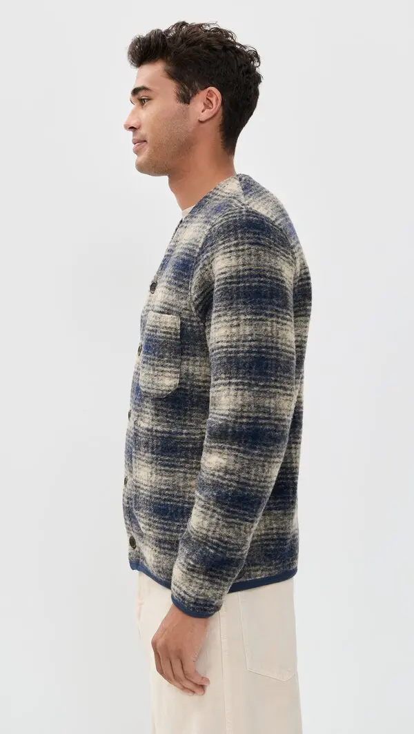 Universal Works Check Fleece Cardigan