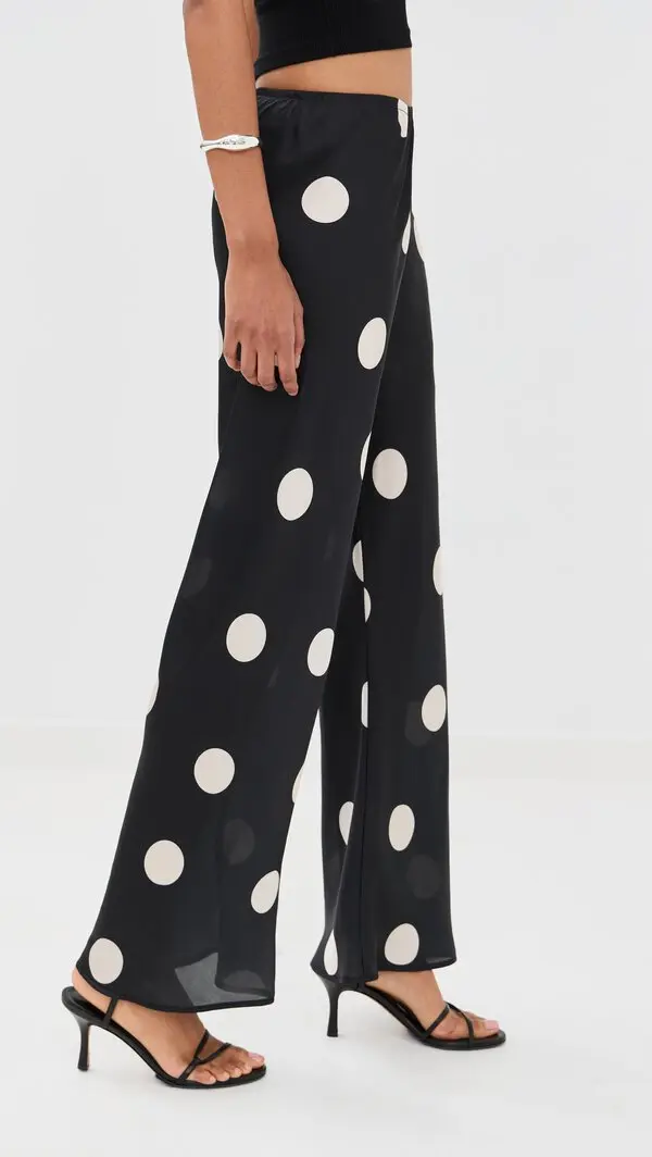 LE BOP Ellie Polka-dot Print Pants - Black/white Dot