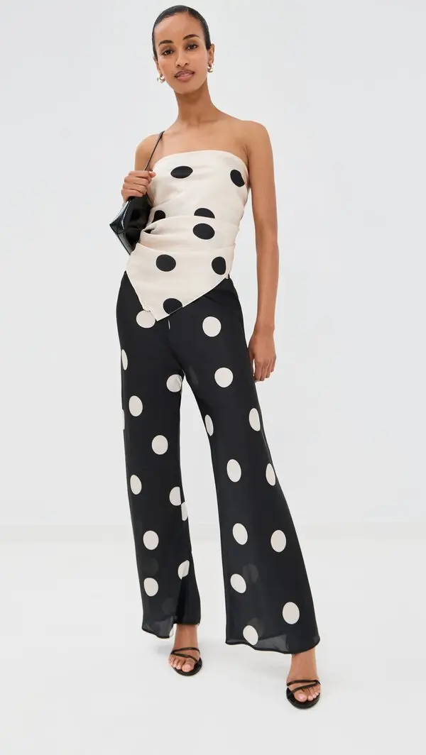 LE BOP Ellie Polka-dot Print Pants - Black/white Dot