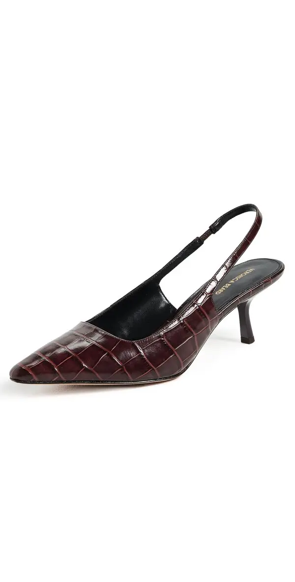 Veronica Beard Cashel Croc-embossed Leather Pumps - Chocolate