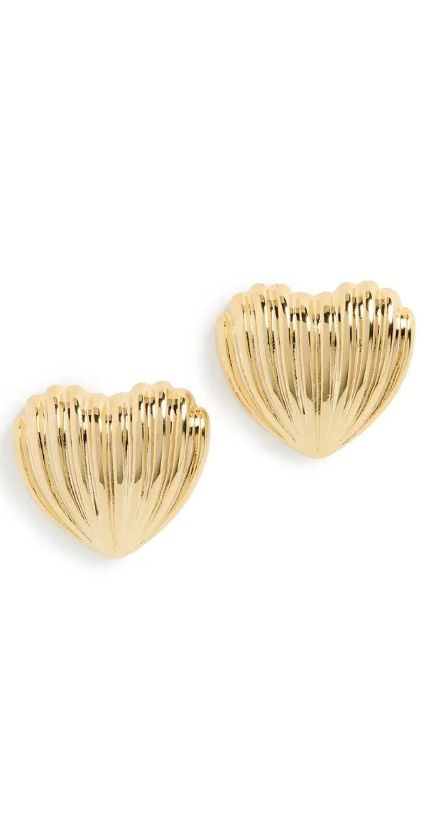 BY ADINA EDEN Heart Stud Earrings - Gold