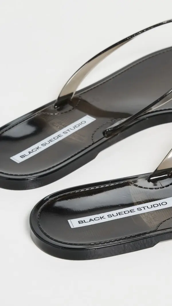 BLACK SUEDE STUDIO Crystal Jelly Flip Flops - Black