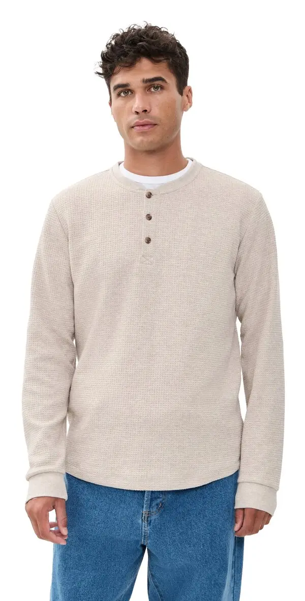 Marine Layer Waffle Henley - Oatmeal