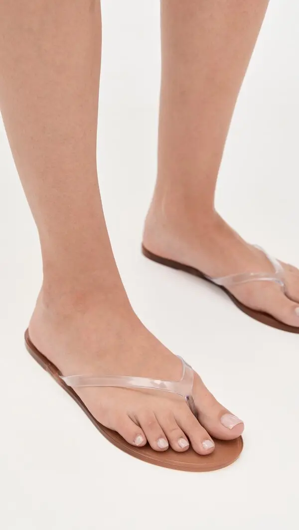 BLACK SUEDE STUDIO Crystal Jelly Flip Flops - Old Rose/clear
