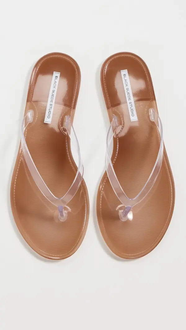 BLACK SUEDE STUDIO Crystal Jelly Flip Flops - Old Rose/clear