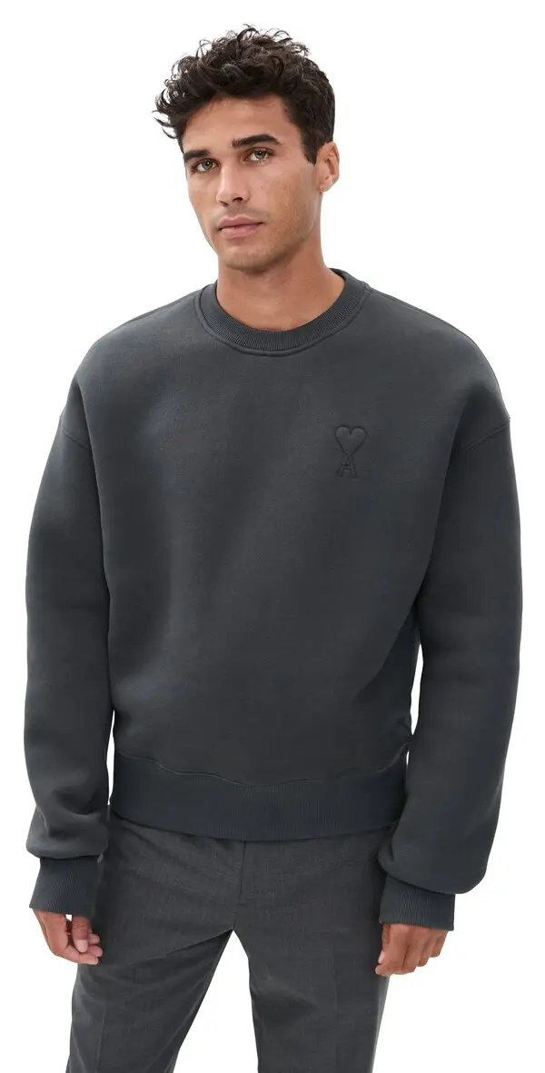 AMI Paris Embroidered Logo Fleece Back Sweatshirt