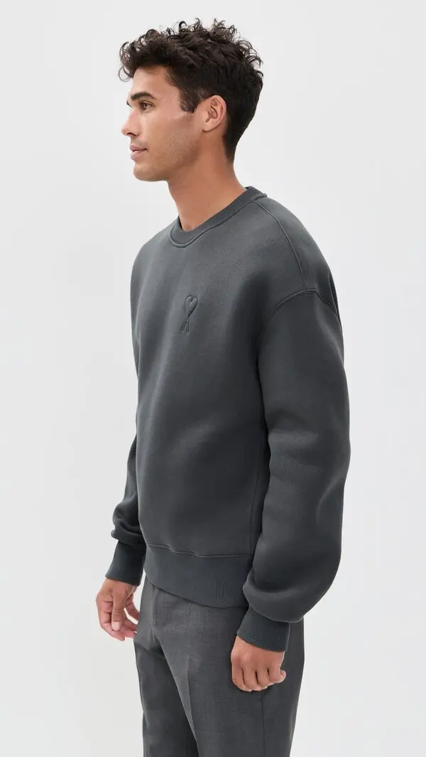 AMI Paris Embroidered Logo Fleece Back Sweatshirt