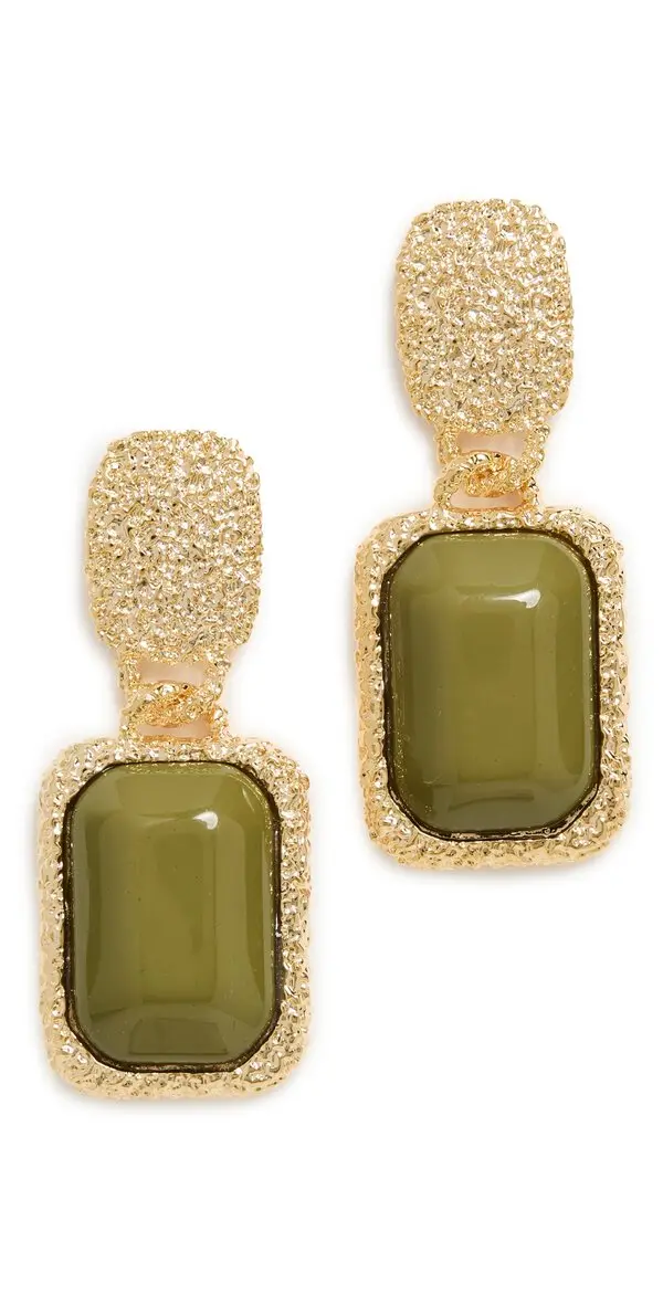 BY ADINA EDEN Gem Drop Earrings - Dark Green