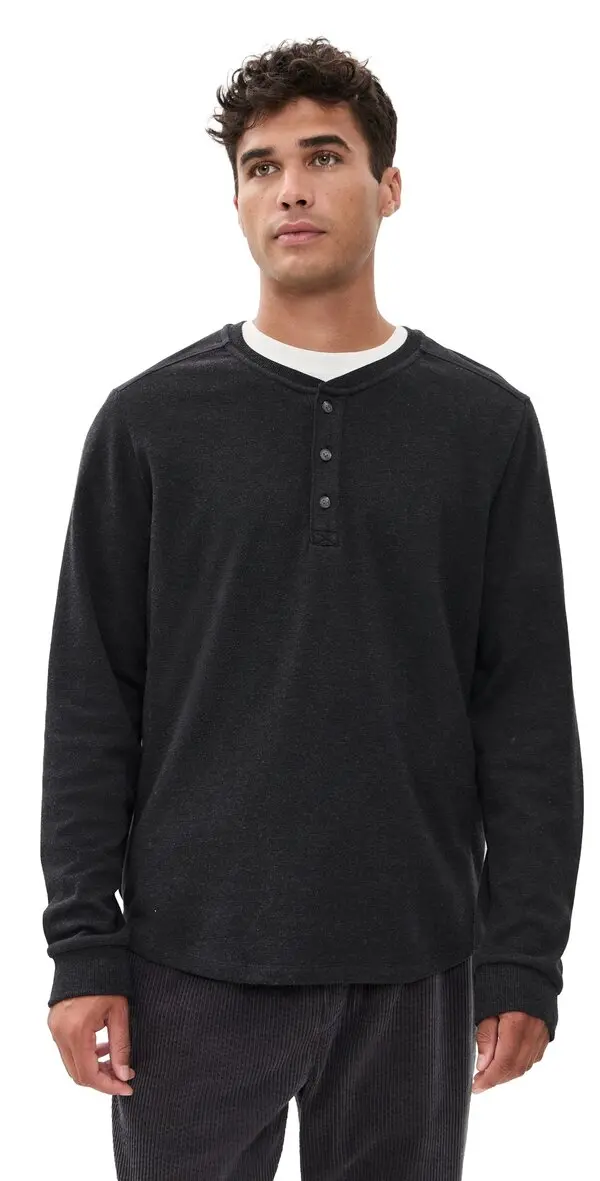 Marine Layer Pacifica Stretch Henley - Charcoal