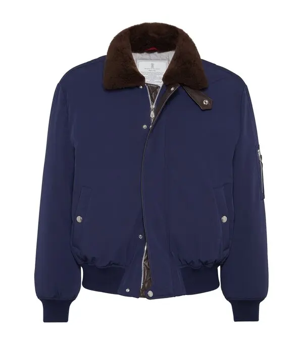 Brunello Cucinelli Down-filled Bomber Jacket - Blue