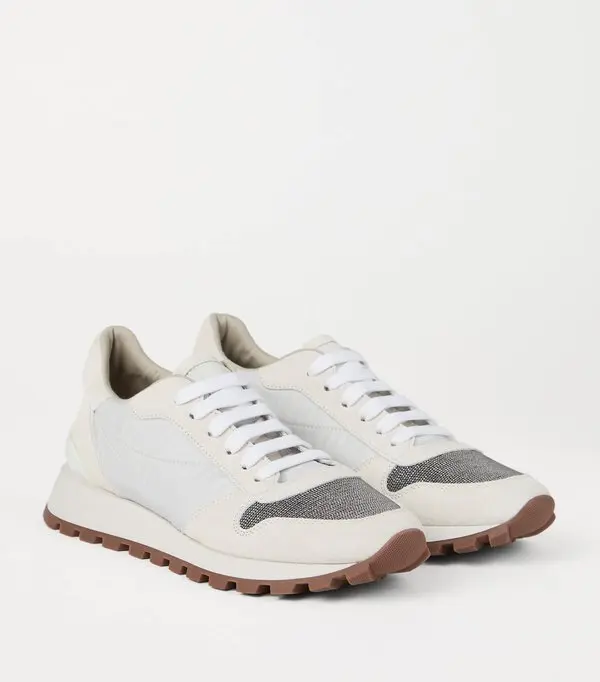 Brunello Cucinelli Suede Technical Sneakers - White