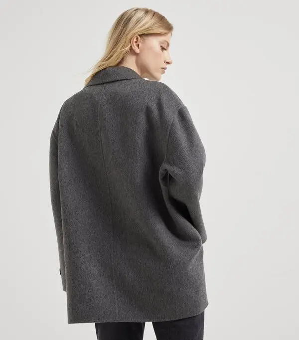 Brunello Cucinelli Cashmere Double-breasted Pea Coat - Grey
