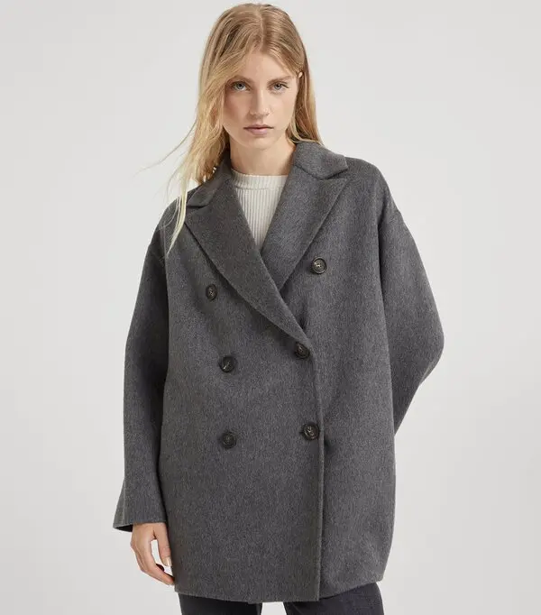 Brunello Cucinelli Cashmere Double-breasted Pea Coat - Grey