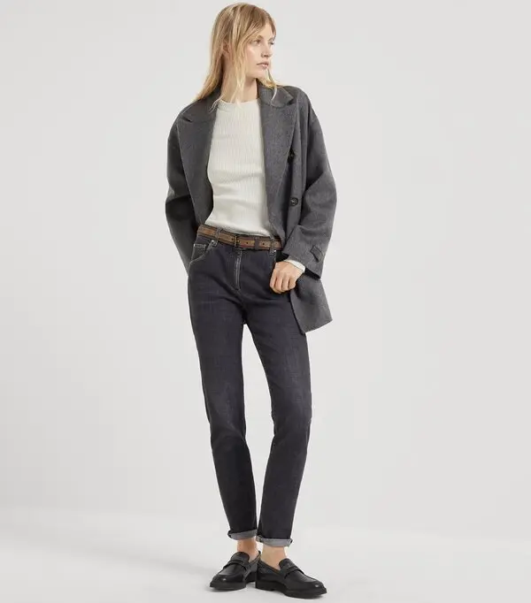 Brunello Cucinelli Cashmere Double-breasted Pea Coat - Grey