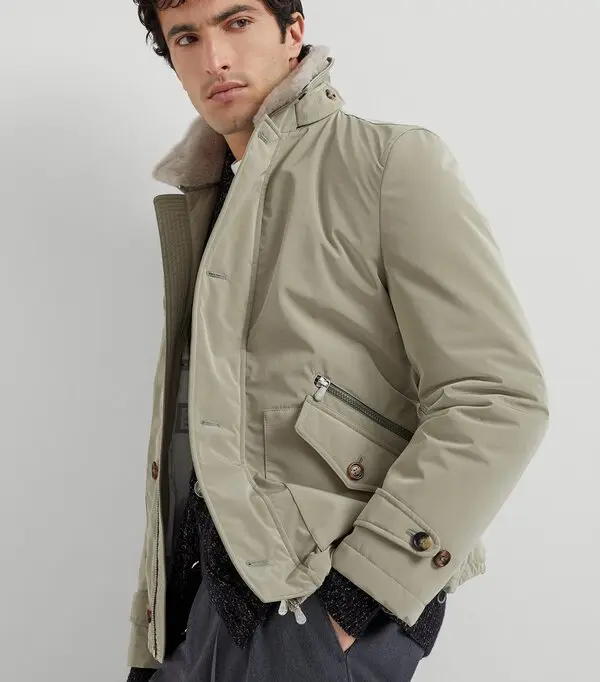 Brunello Cucinelli Water-resistant Jacket With Detachable Collar - Brown