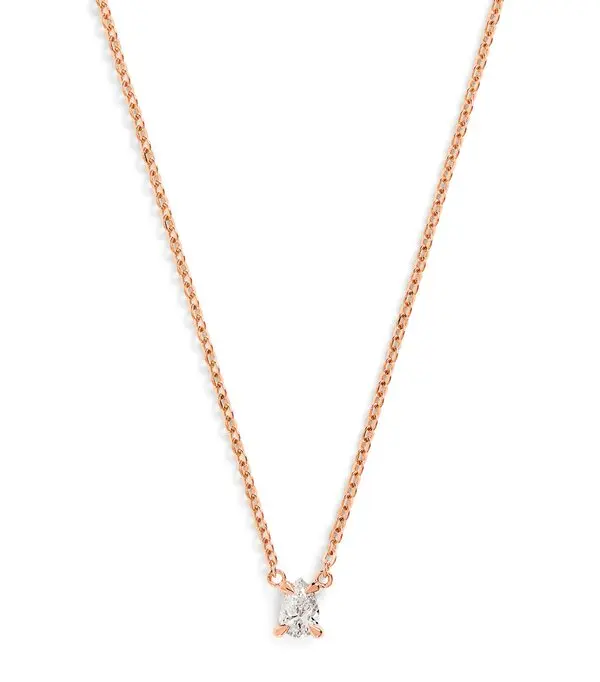 Harrods Pear Diamond Pendant Necklace - Rose Gold