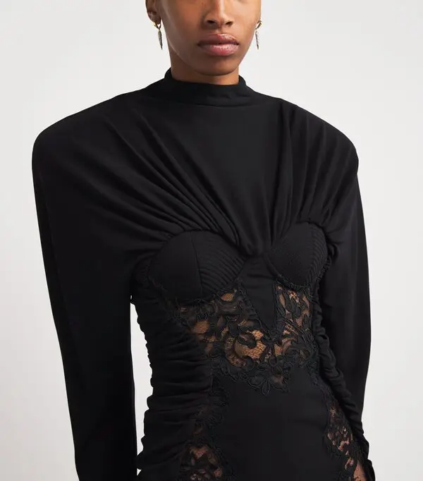 stella mccartney lace mini dress Stella McCartney lace-trim Mini Dress | Neutrals