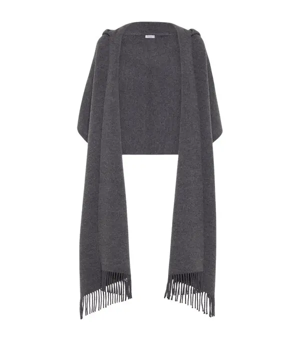 Brunello Cucinelli Wool-cashmere Hooded Scarf - Grey