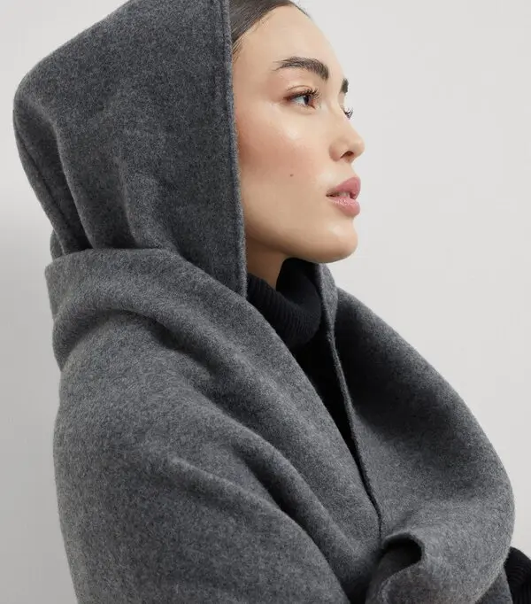 Brunello Cucinelli Wool-cashmere Hooded Scarf - Grey