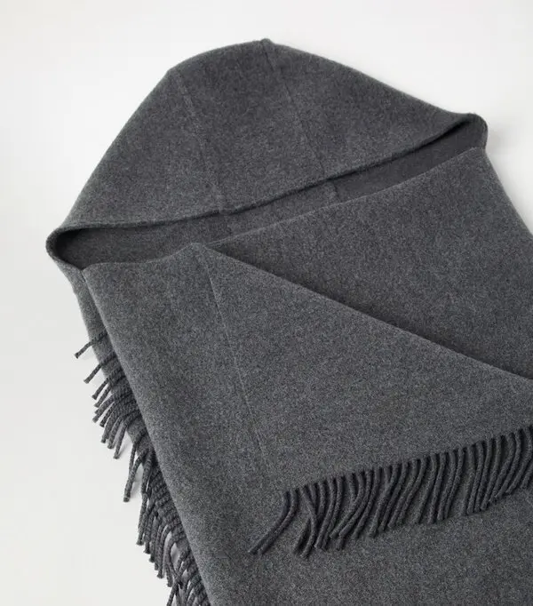 Brunello Cucinelli Wool-cashmere Hooded Scarf - Grey