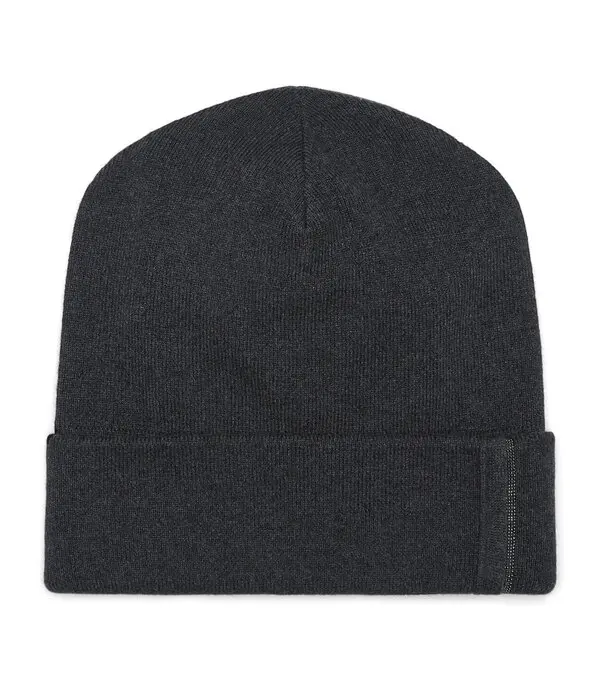 Brunello Cucinelli Cashmere Ribbed Beanie - Black