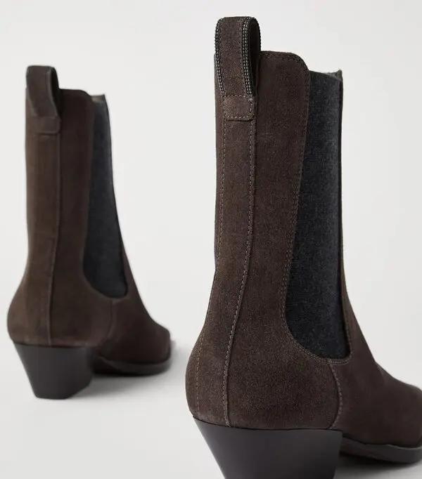 Brunello Cucinelli Suede Chelsea Boots - Brown