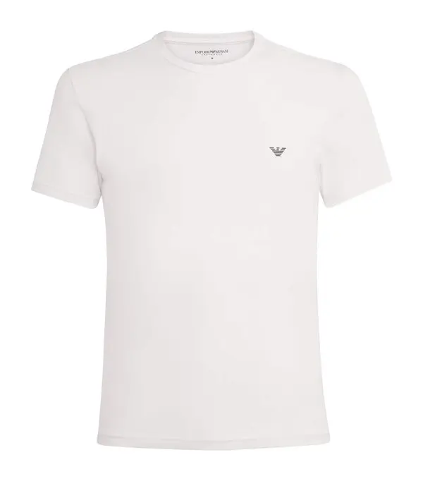 Emporio Armani Stretch-cotton Eagle Logo Crew-neck T-shirt - White