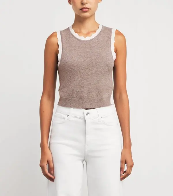 Sandro Wool-cashmere Cropped Tank Top - Brown