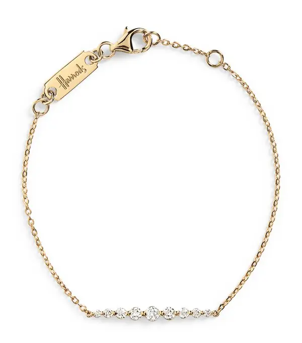 Harrods Diamond Graduating Pendant Bracelet - Gold