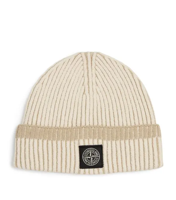 Stone Island Wool-blend Compass Beanie - Ivory