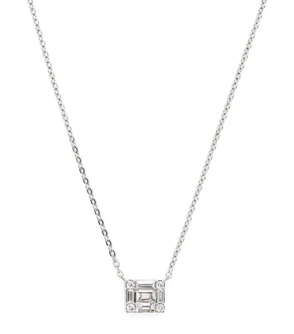 Harrods Gold And Diamond Square Illusion Necklace - White